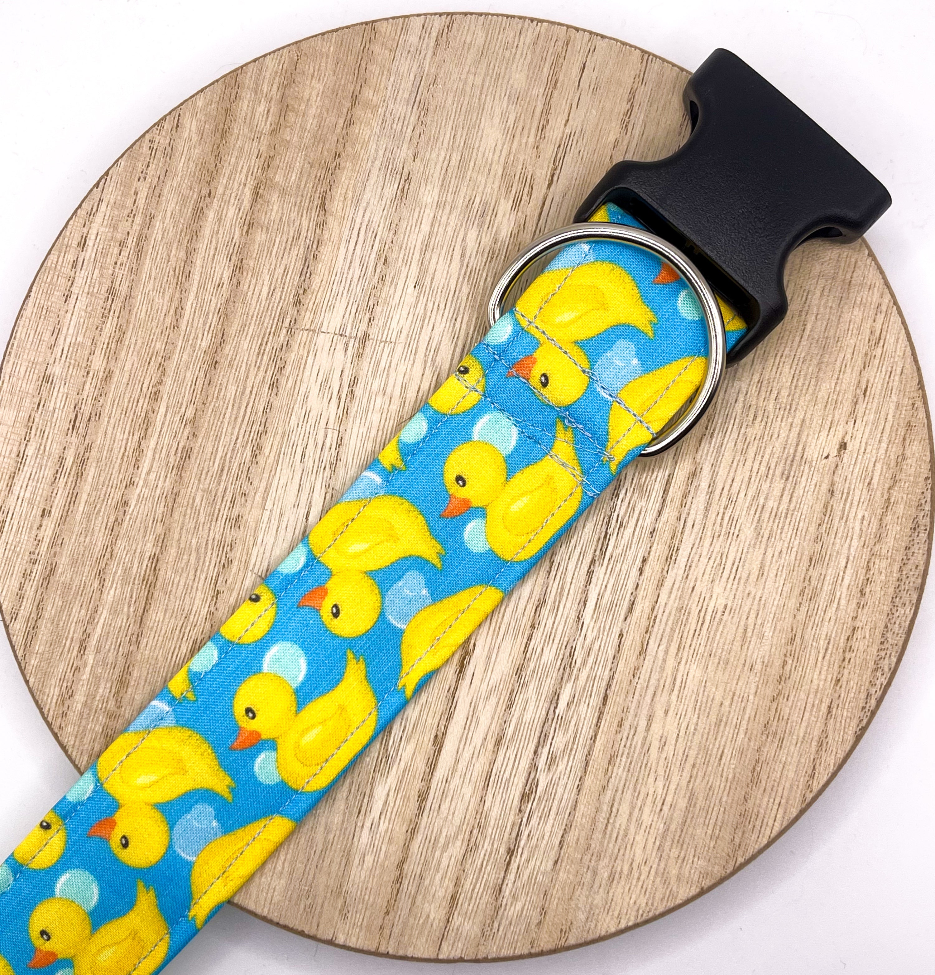 Dog Collar/ Light Blue Rubber Duck Dog Collar/ Bubbles and Ducks Colla ...